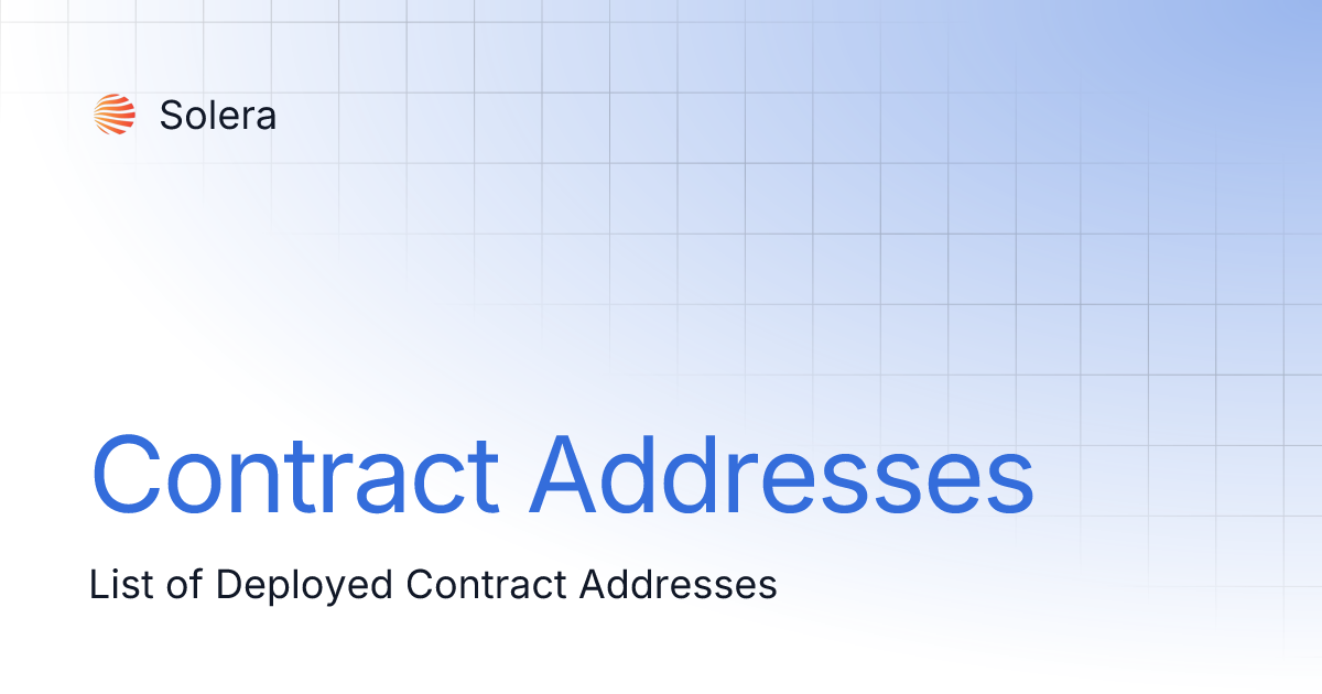Contract Addresses | Solera